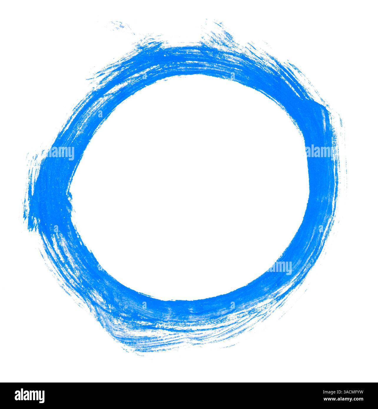Empty circle with blue paint carelessly painted with a brush hi-res ...