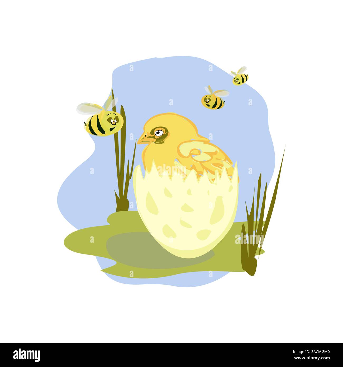 Yellow chicken, little chick. Sweet and adorable baby chick in the egg ...