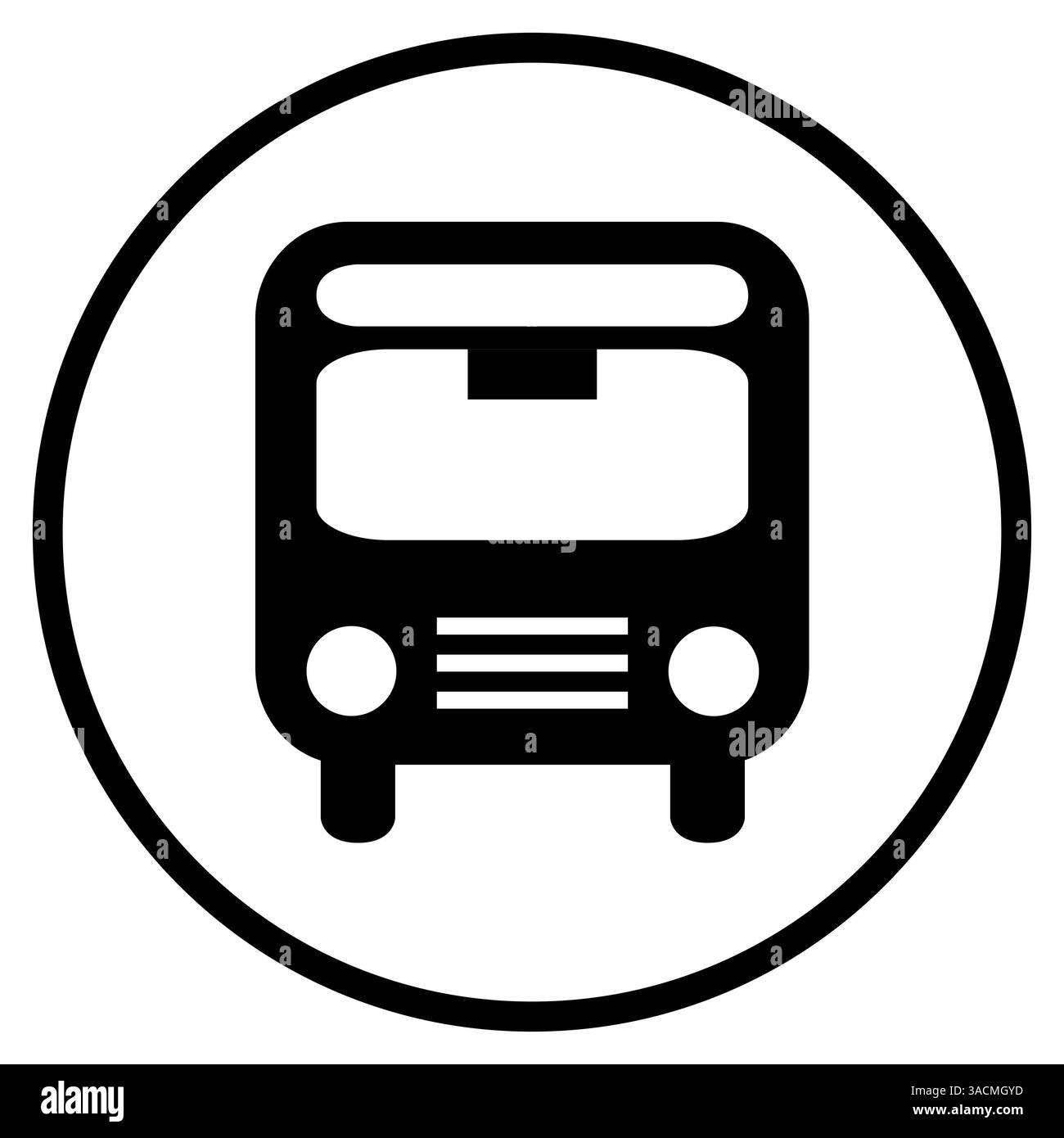Bus symbol - flat icon in a circle for bus stop, shuttle, coach or long ...