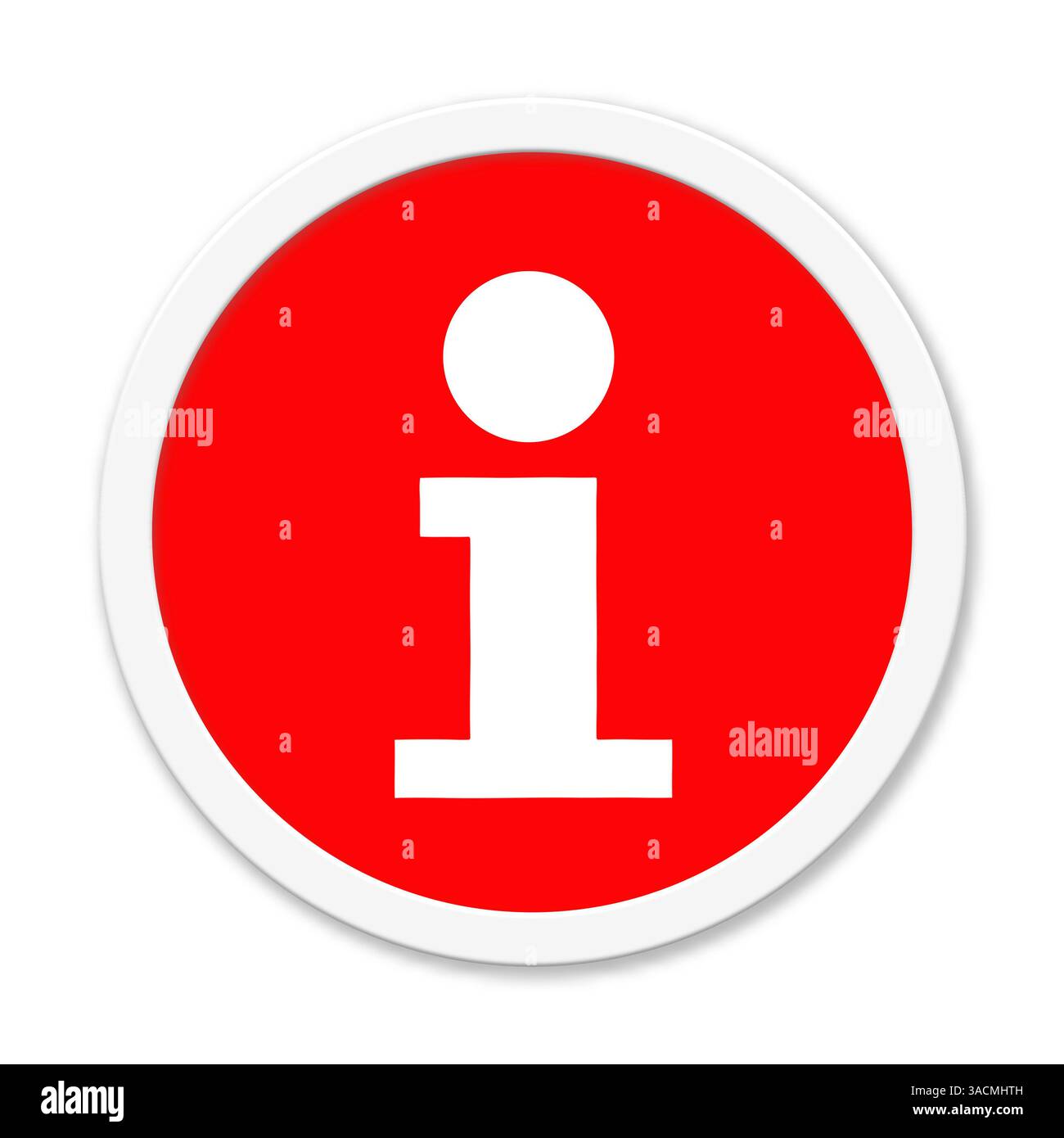 Round red insulated button with white border shows info symbol for ...