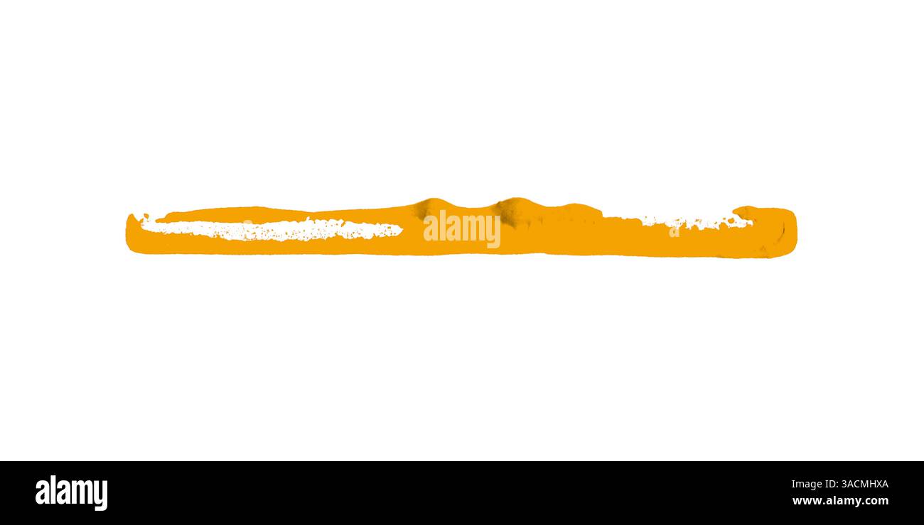 Orange yellow color stripe painted with a brush as a messy marker or ...