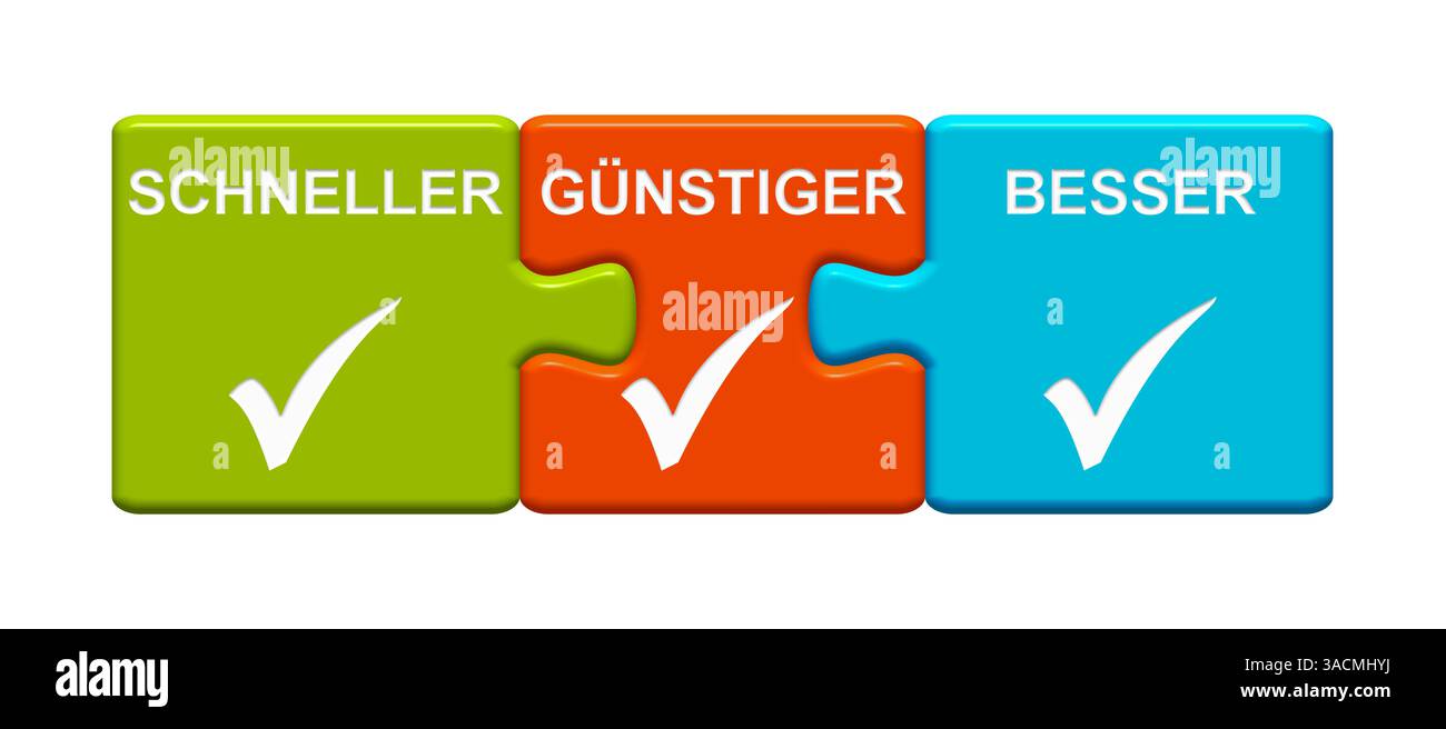 Isolated colorful puzzle button consisting of three parts with ...