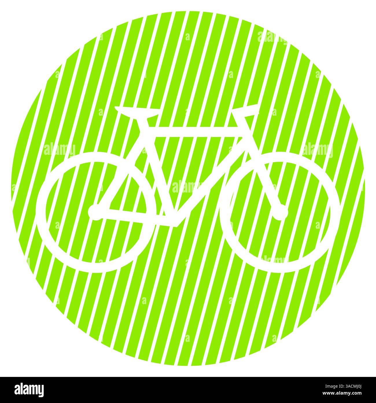Round circle with striped red background shows white bicycle symbol ...