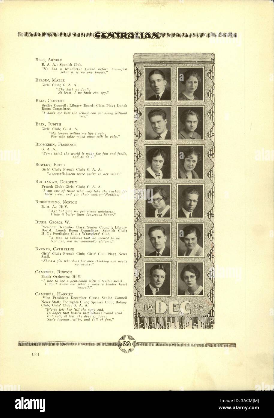 The 1923 'Centralian' yearbook records the 1922-1923 school year ...