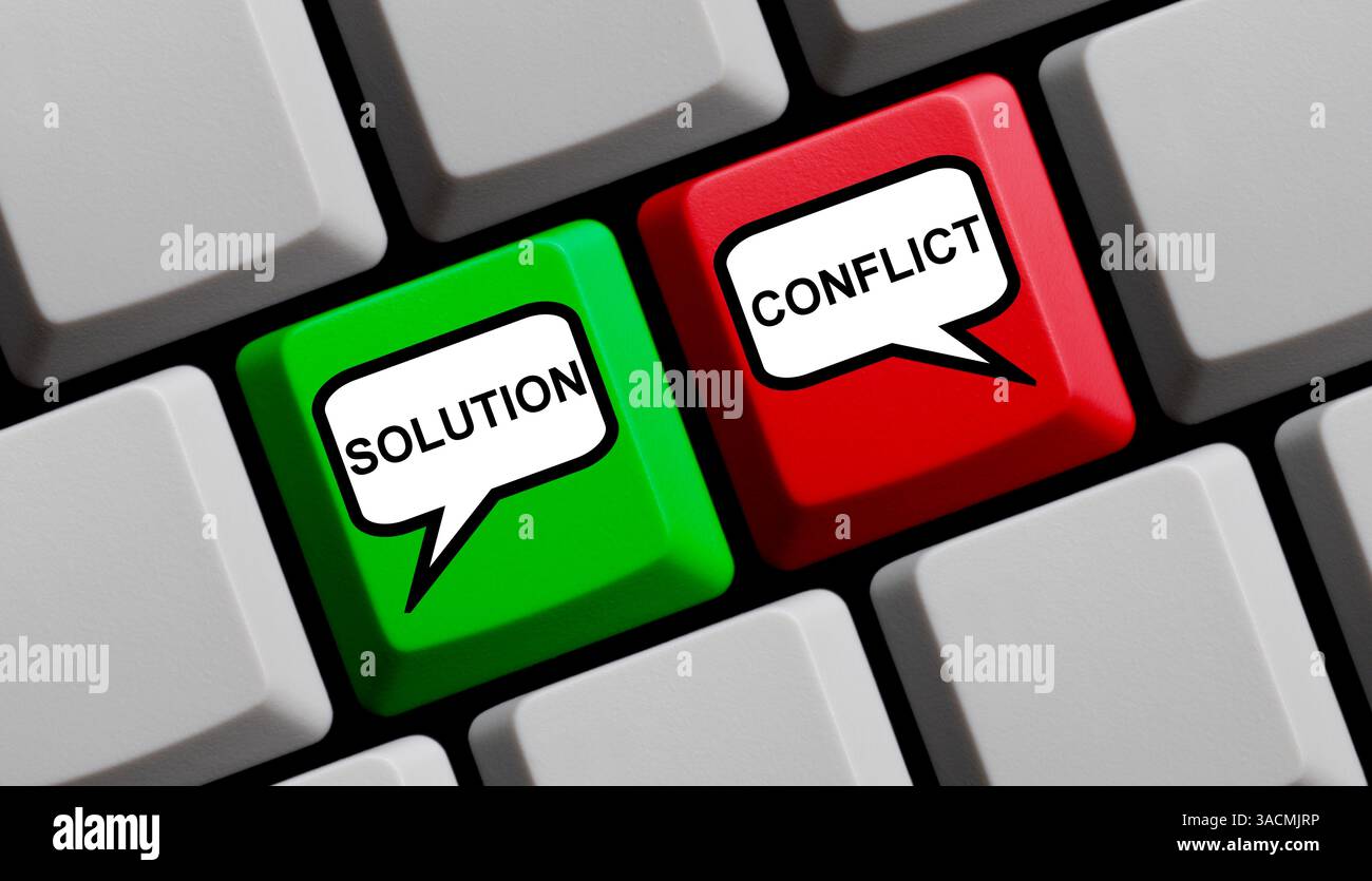 Solution conflict on computer hi-res stock photography and images - Alamy