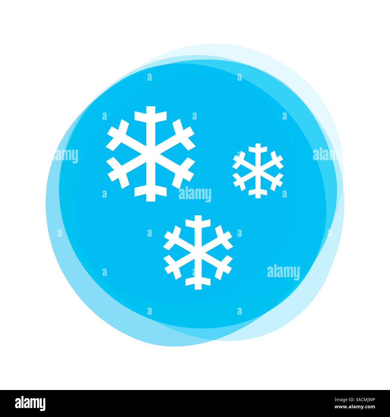 Round light blue button with soft edge shows winter, ice or frost icon ...
