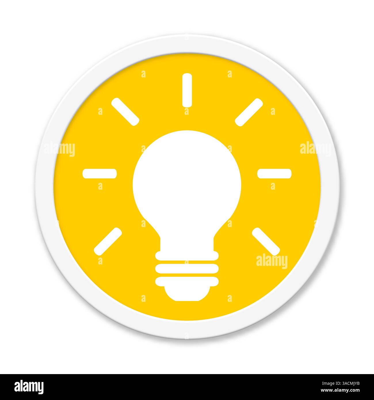 Round insulated orange button with white border shows light bulb as a ...