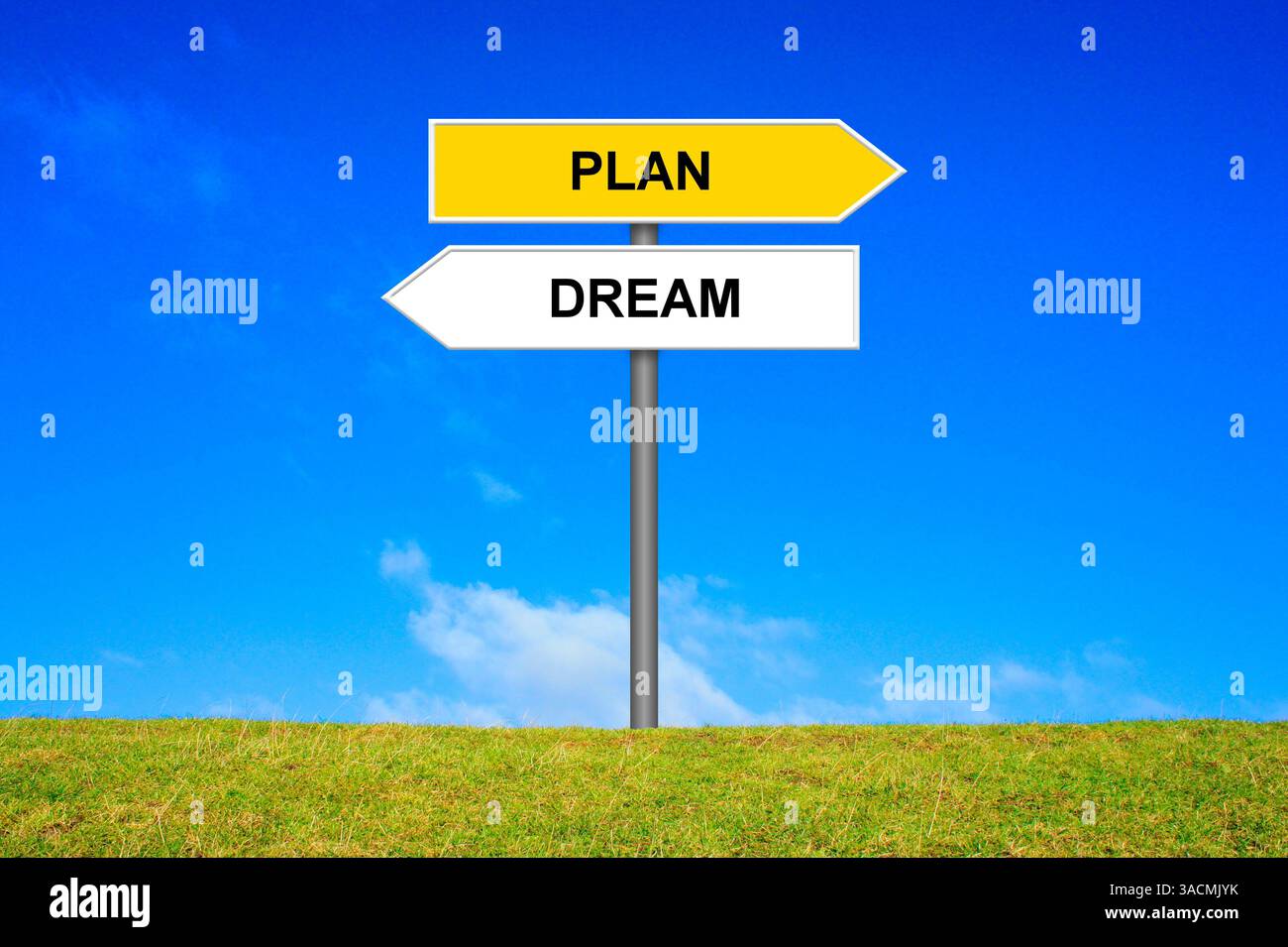 Signpost Sign points in the directions Dreaming and Planning Stock ...