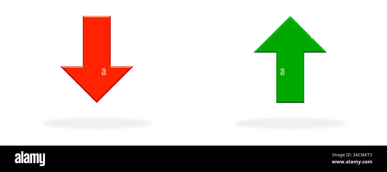 Two red and green arrows pointing up and down - Icon banner as a symbol ...