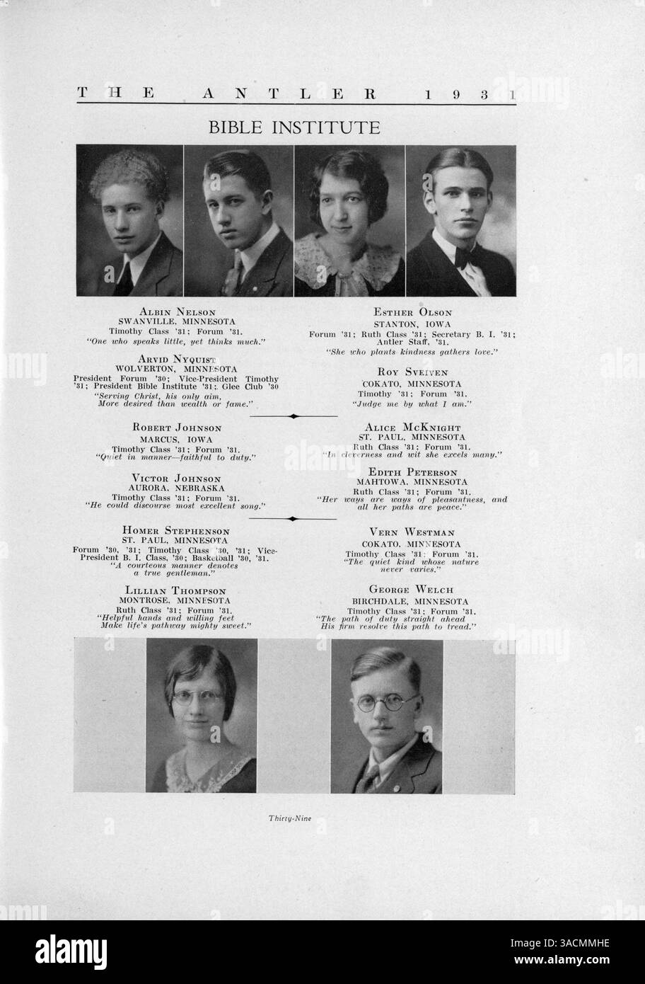 The 1931 Antler yearbook from Minnehaha Academy captures student ...