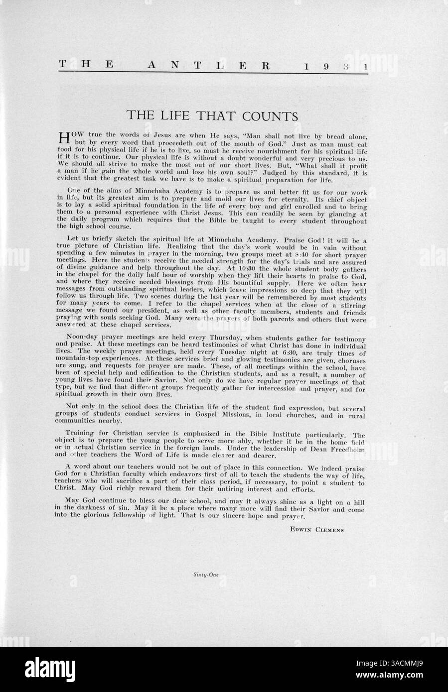 The 1931 Antler yearbook from Minnehaha Academy captures the students ...