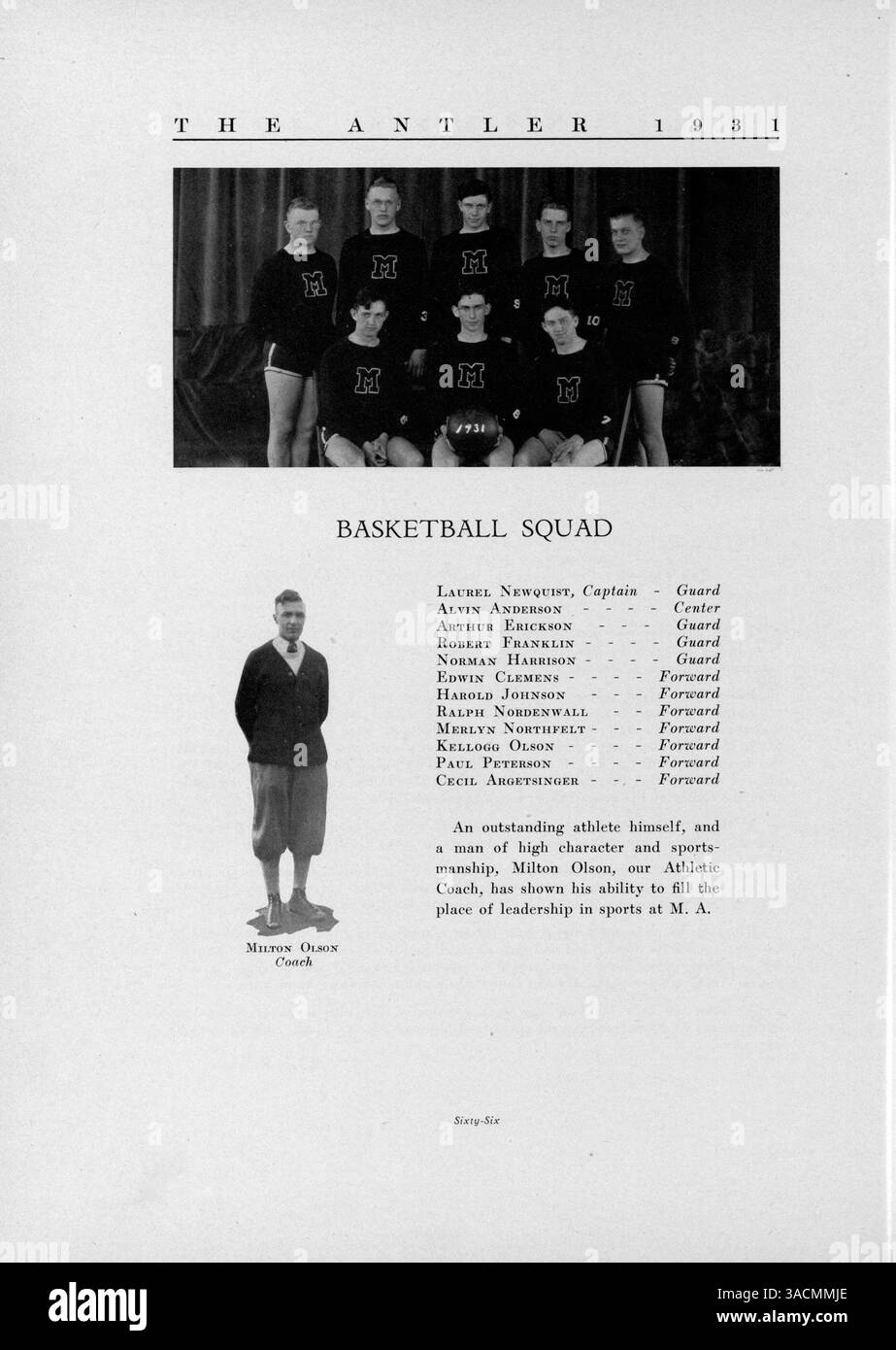 The 1931 yearbook, Antler, from Minnehaha Academy documents students ...