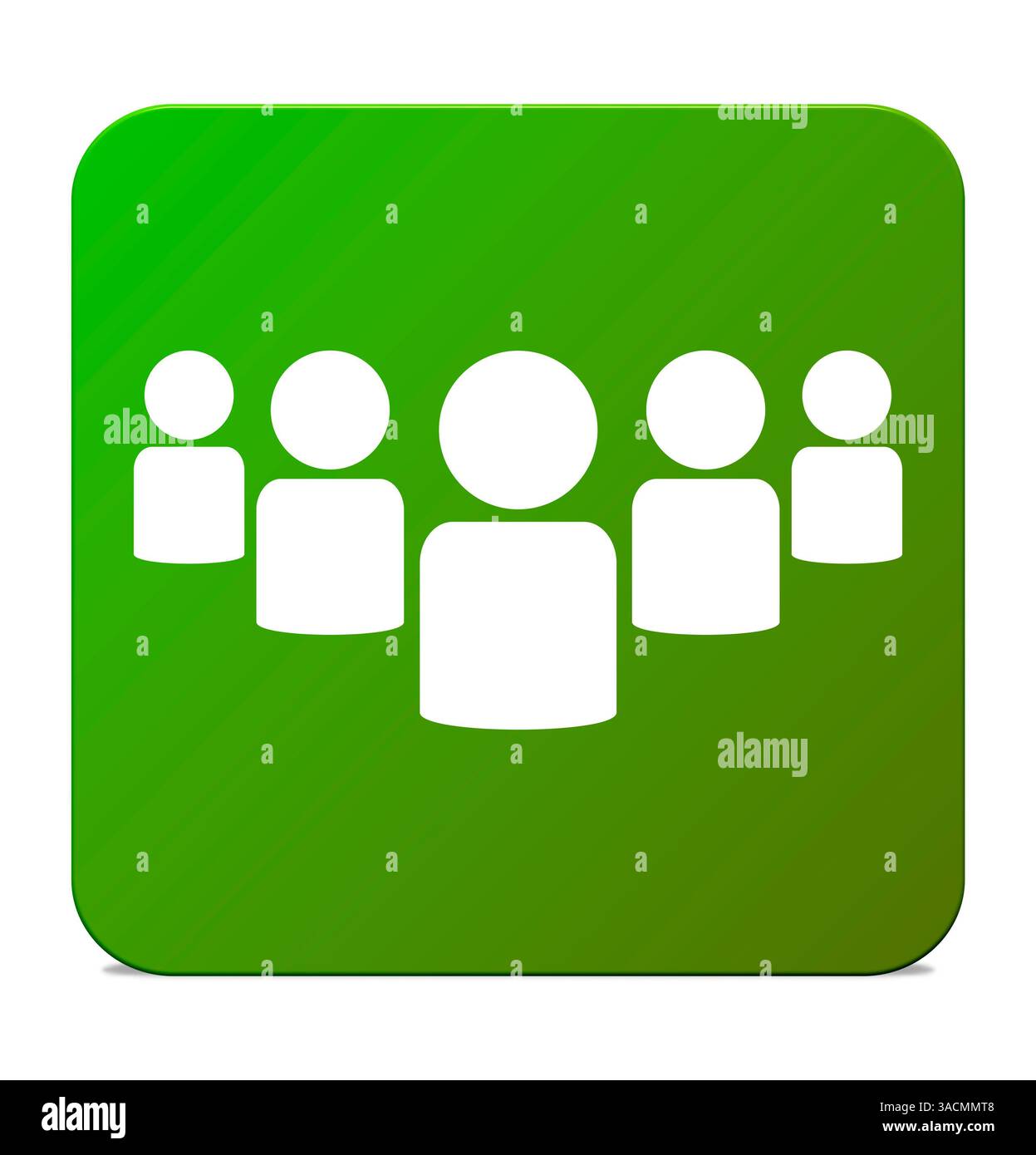 Green button with white symbol shows group, team, member or employee ...