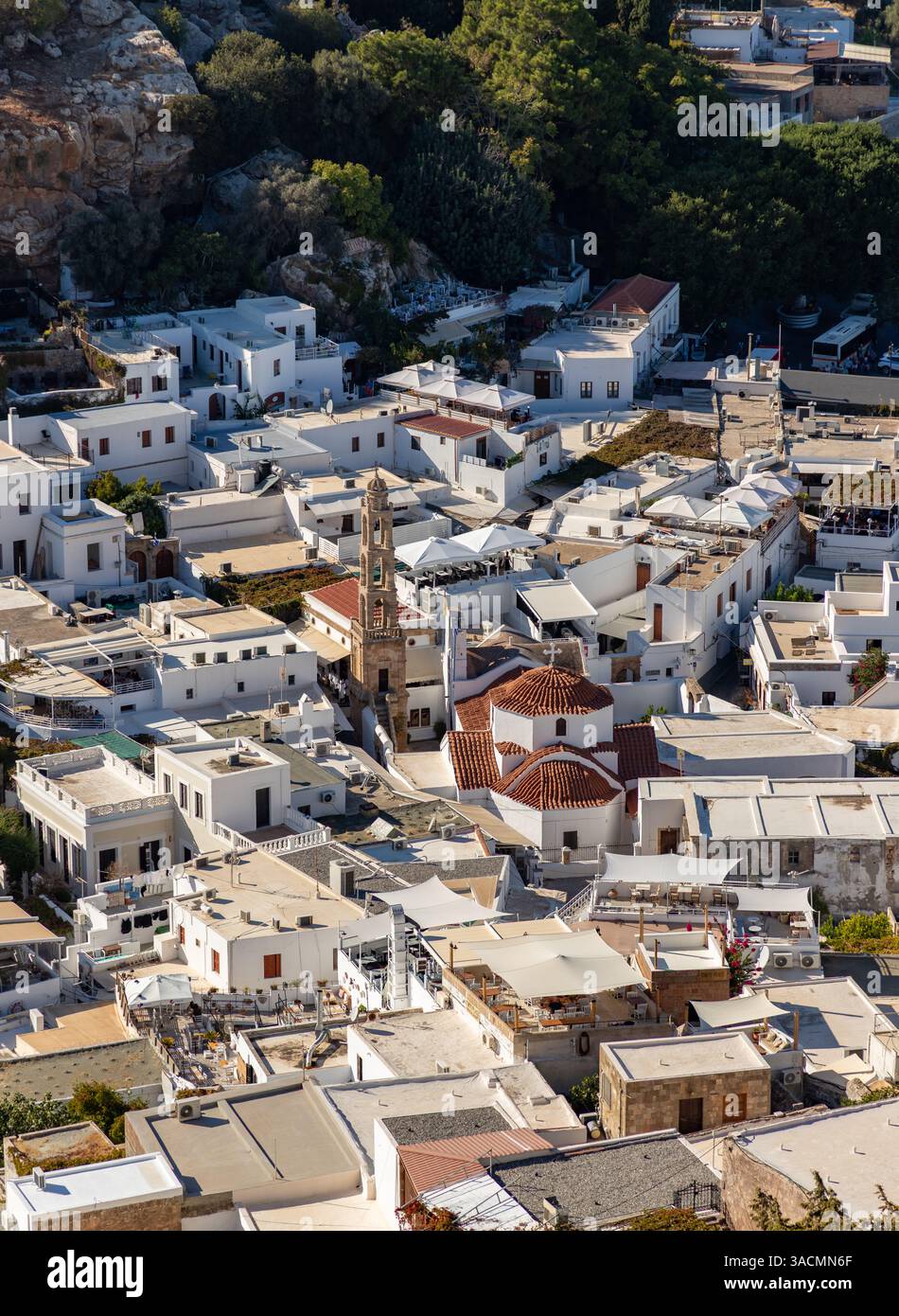 A picture of the Church of the Holy Virgin, Panagia, in Lindos Stock ...