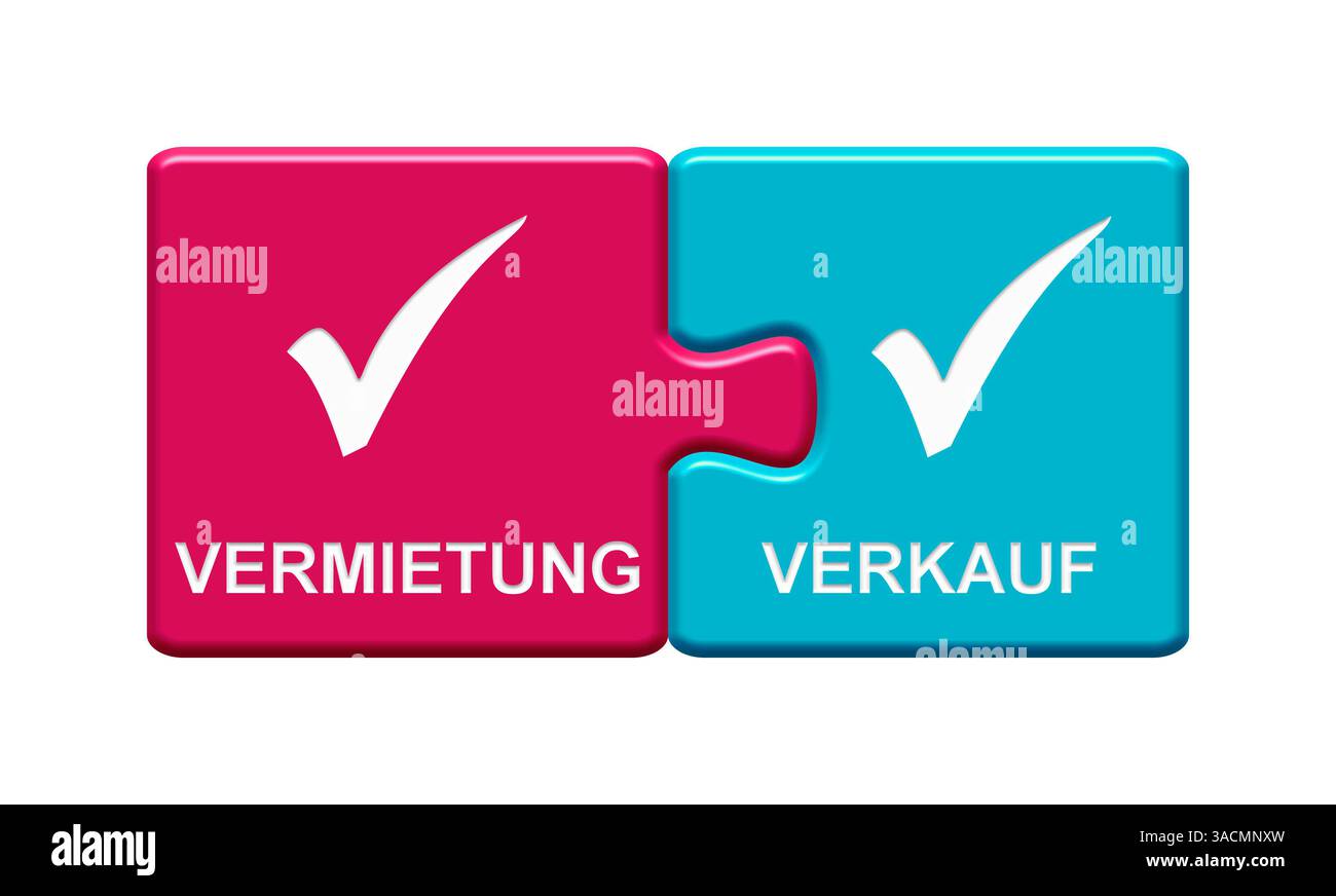 Isolated puzzle button consisting of two parts with tick symbol shows ...