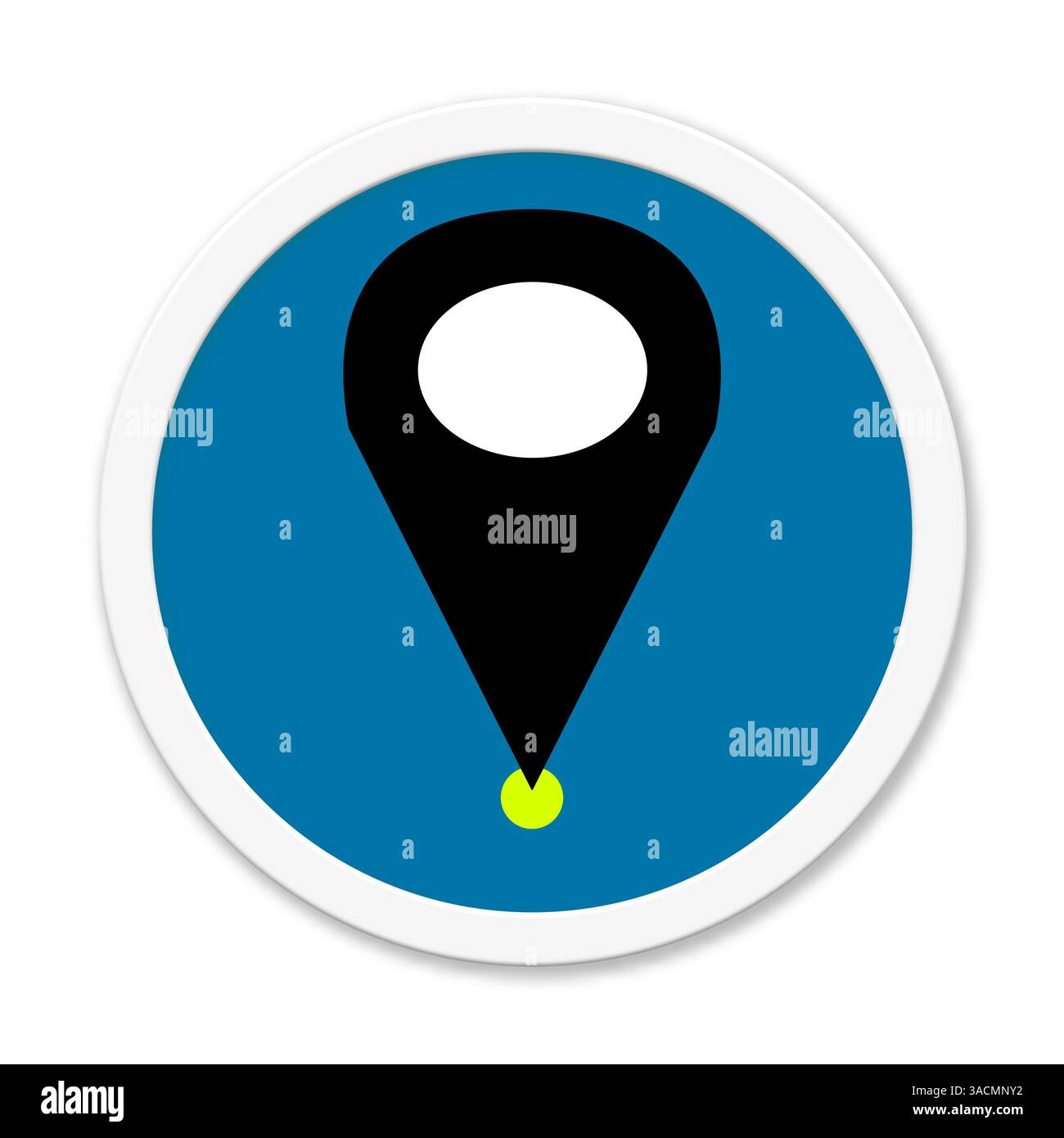 Round insulated button with symbol shows location Stock Photo - Alamy