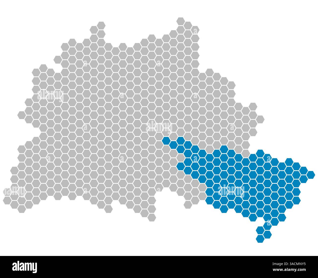 Series: Map of Berlin from gray hexagons with blue marking of the ...