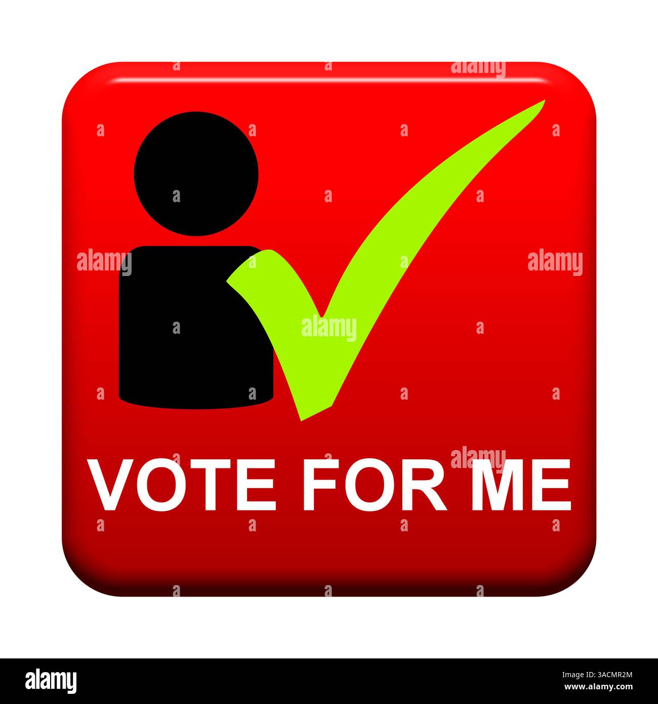 Red isolated button with symbol shows Vote for me Stock Photo - Alamy