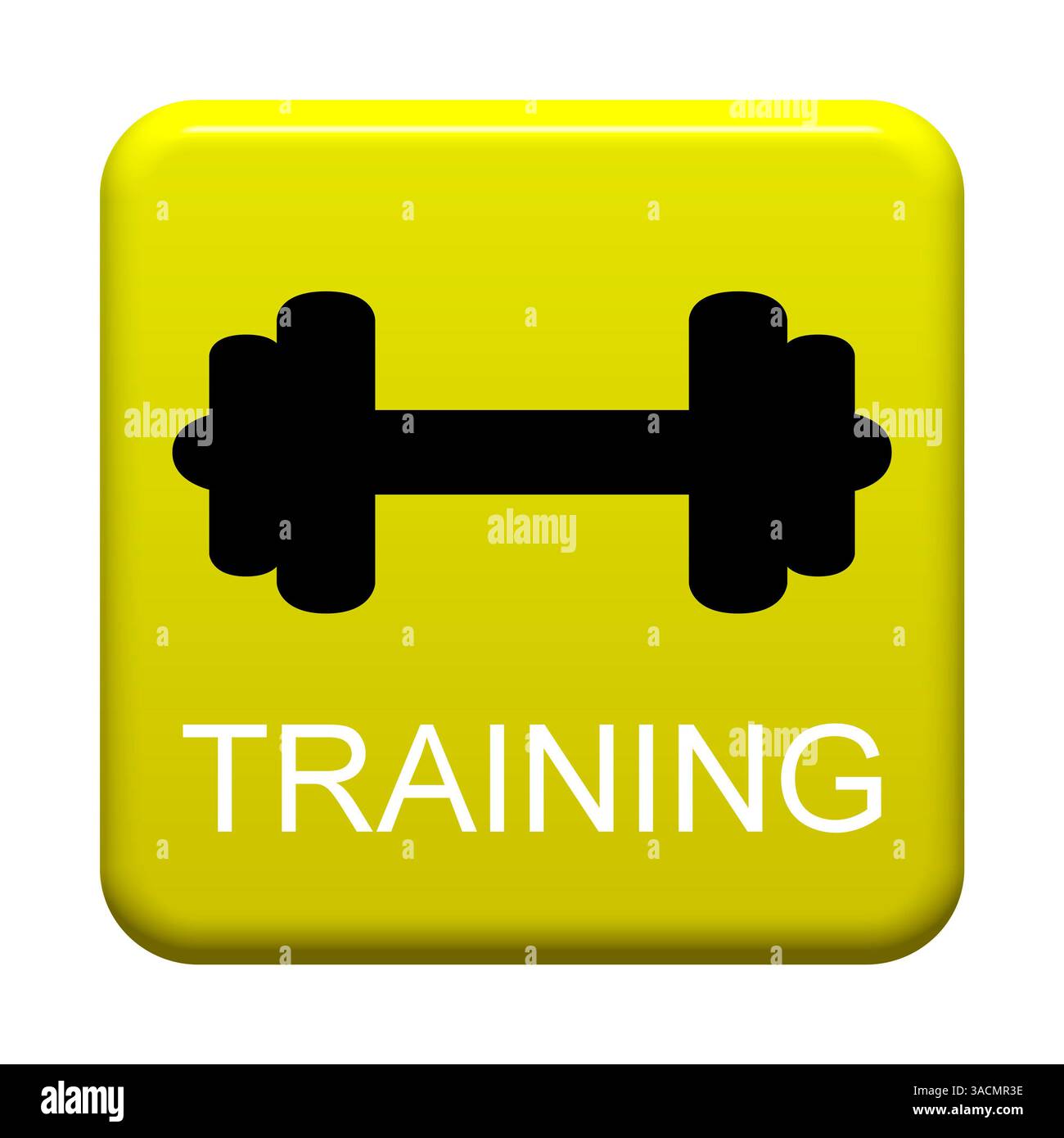 Yellow insulated button with symbol shows training Stock Photo - Alamy