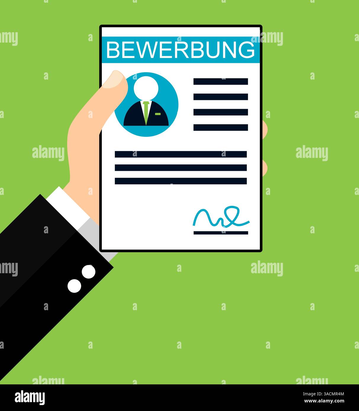 Hand holds application - Flat Design Stock Photo - Alamy