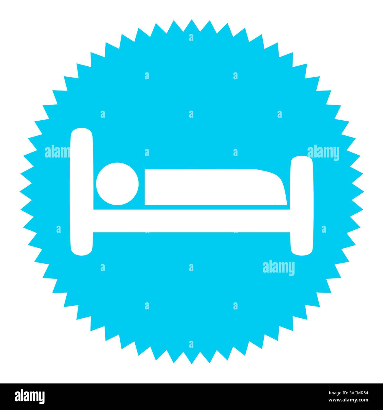 Isolated blue star button with bed symbol Stock Photo - Alamy