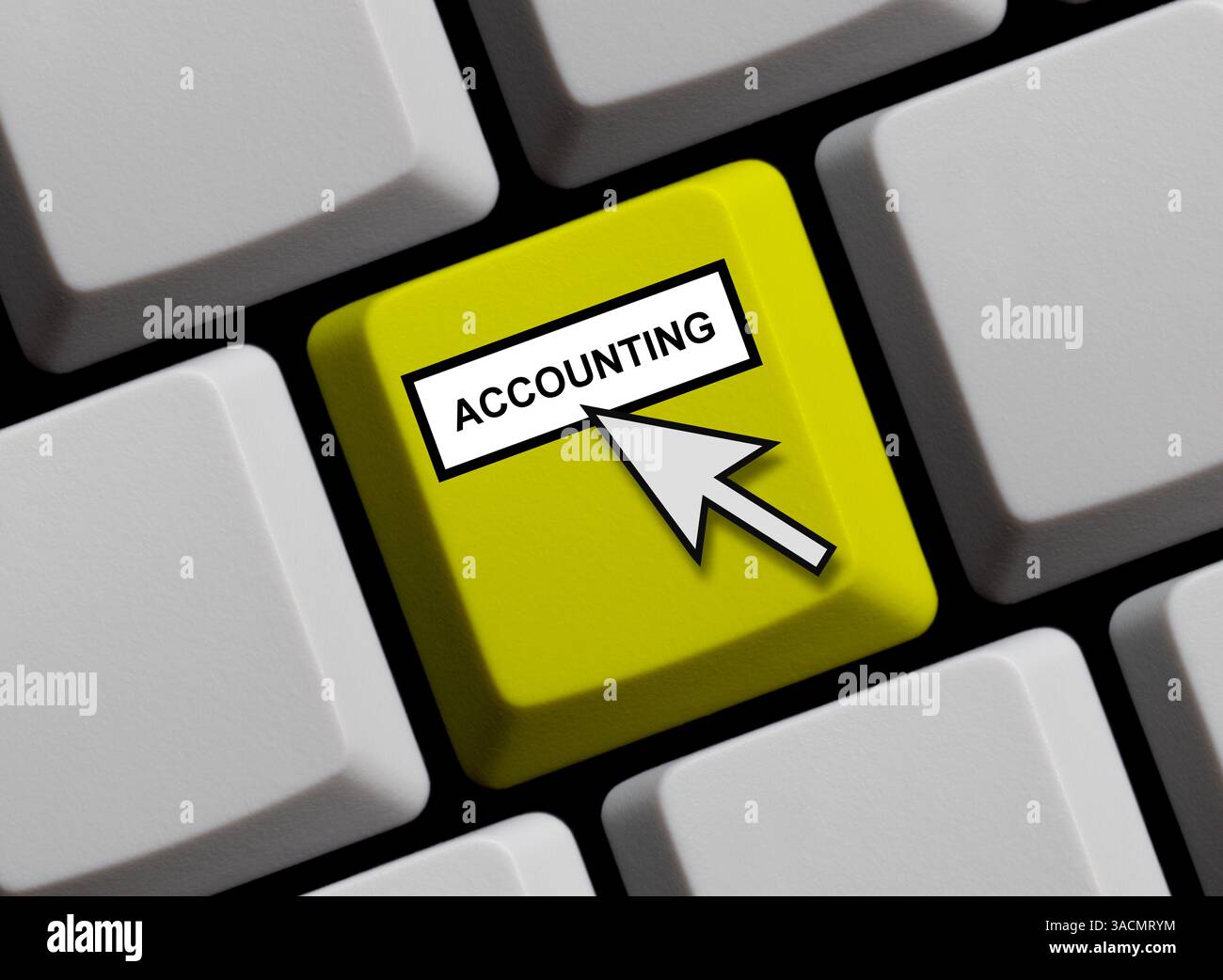 Red keyboard key shows accounting with mouse arrow hi-res stock ...
