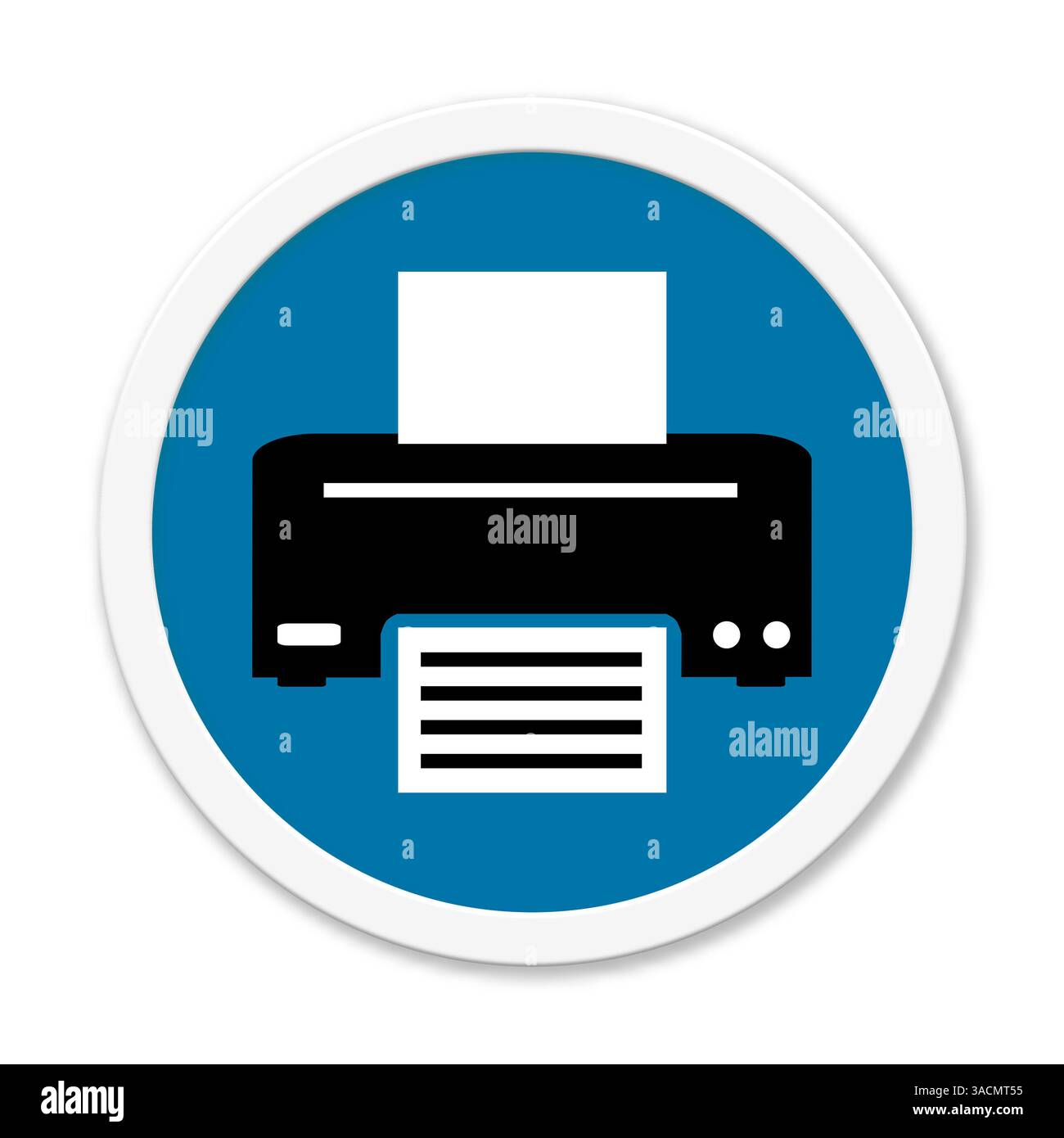 Round insulated button shows printer symbol Stock Photo - Alamy