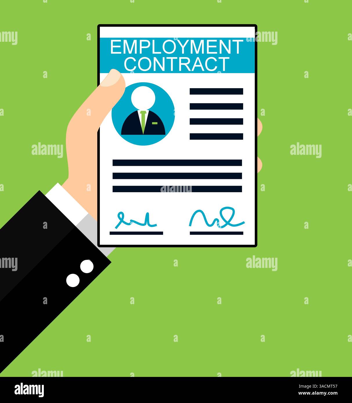 Hand holds Employment Contract - Flat Design Stock Photo - Alamy