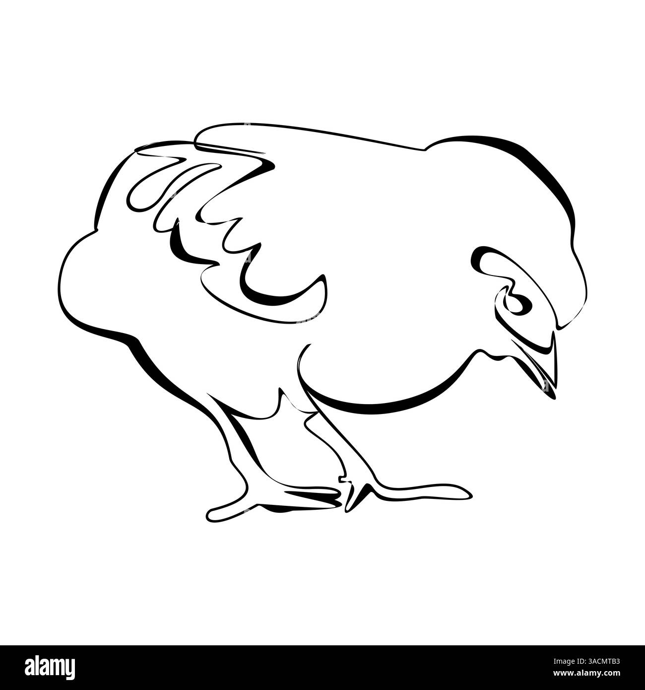Single continuous line drawing the chick. Cute little chicken. One line ...