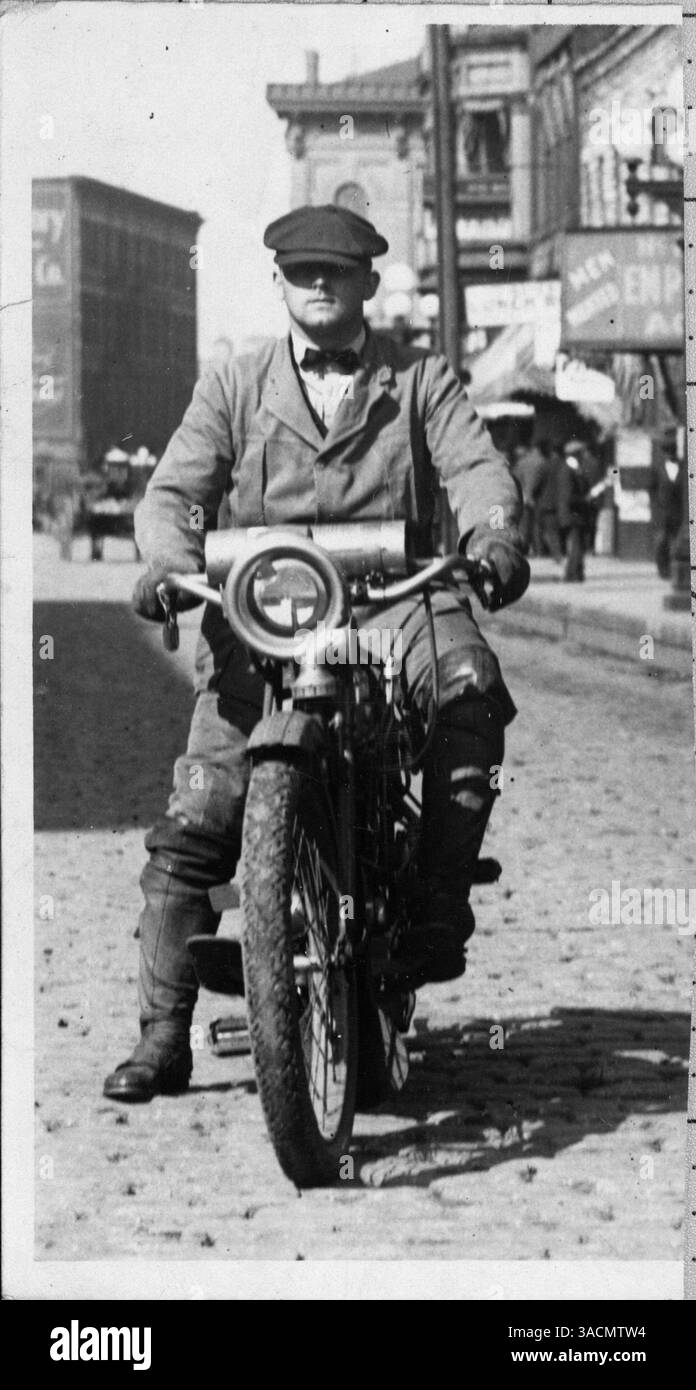 A motorcycle policeman, identified only as 'Bates,' represents law ...