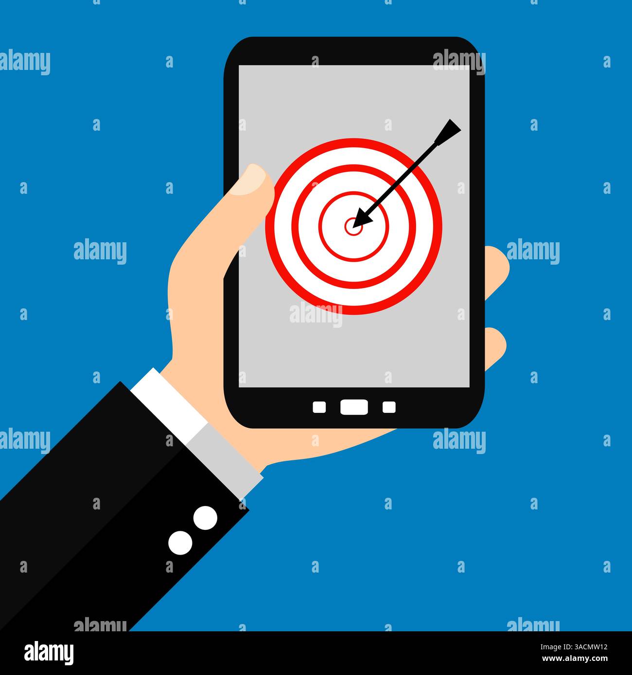 Hand with smartphone: Target - Flat Design Stock Photo - Alamy