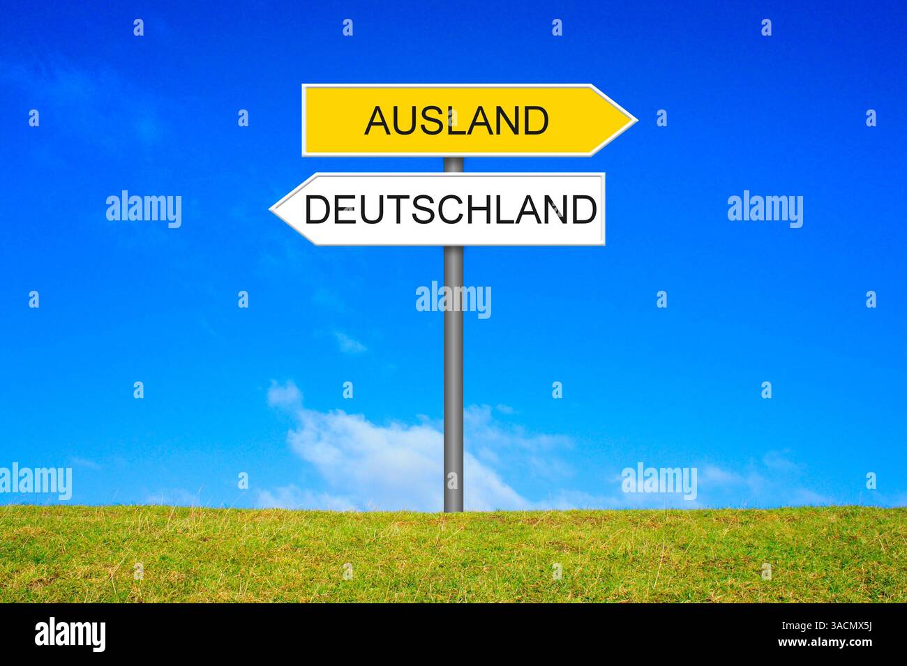 Signpost sign points in the directions of Germany and abroad Stock ...