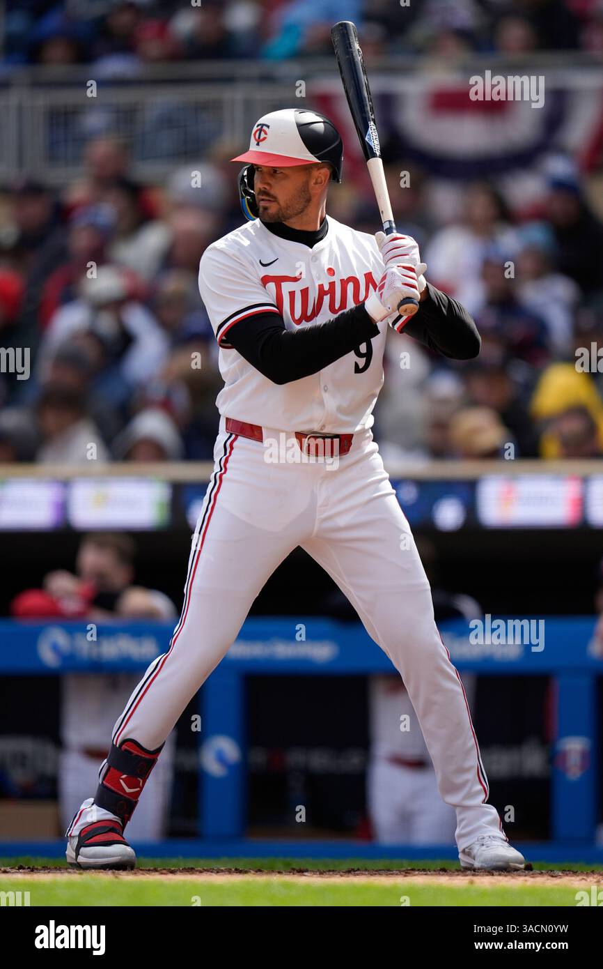 Minnesota Twins' Trevor Larnach (9) bats during the first inning of a ...