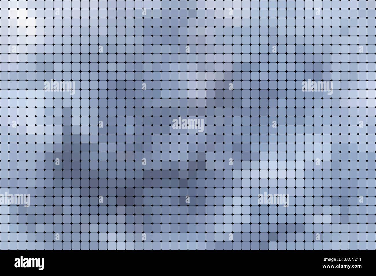 Abstract grid background of rounded light gray & blue squares with ...