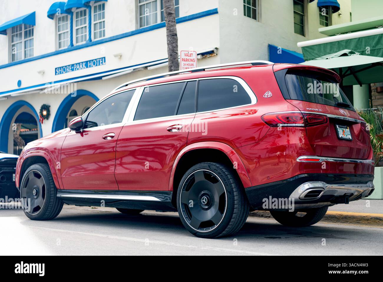 Miami, Florida, USA - December 16, 2024: Red Luxury SUV car of Mercedes ...