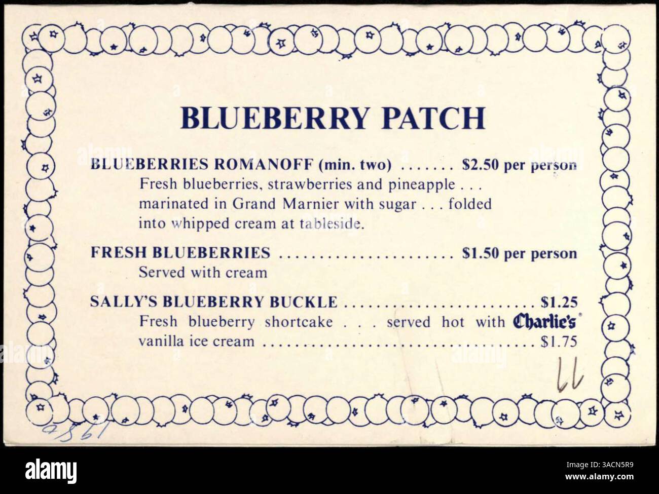 Featuring a blueberry border and listing different blueberry desserts ...