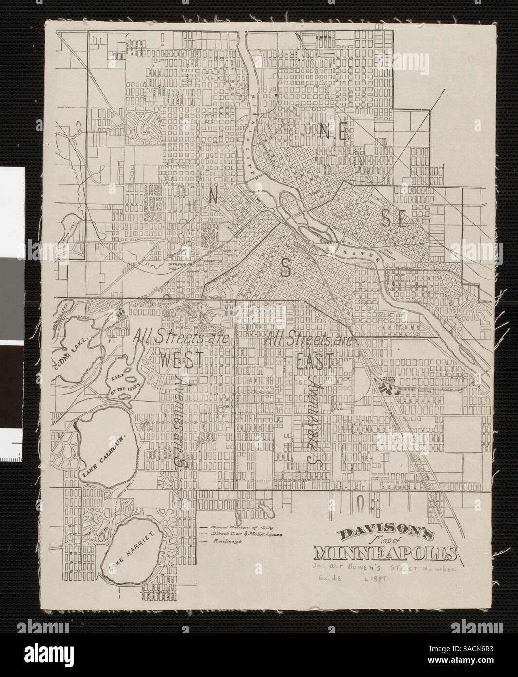 Davison's 1887 map of Minneapolis shows the grand divisions of the city ...