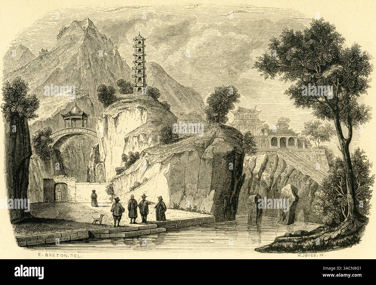 Antique 1843 Wood Engraving - Tiger Hill (Huqiu Shan), Suzhou, China by ...