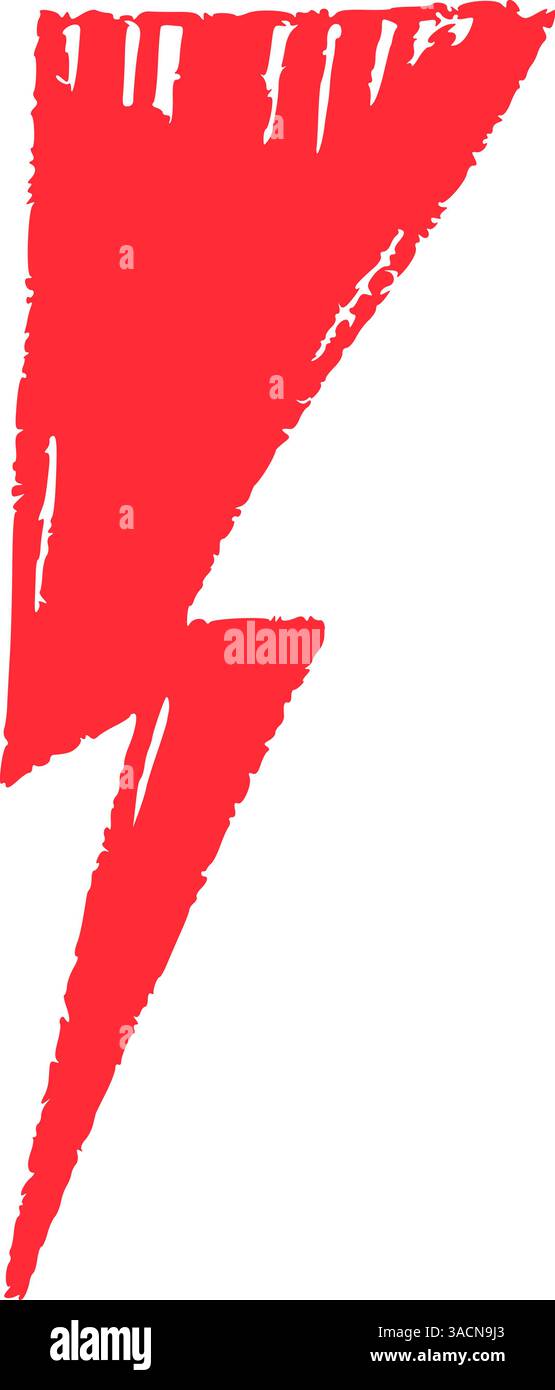 Red Hand-drawn doodle elements lightning, thunderbolt sketchy crayon ...