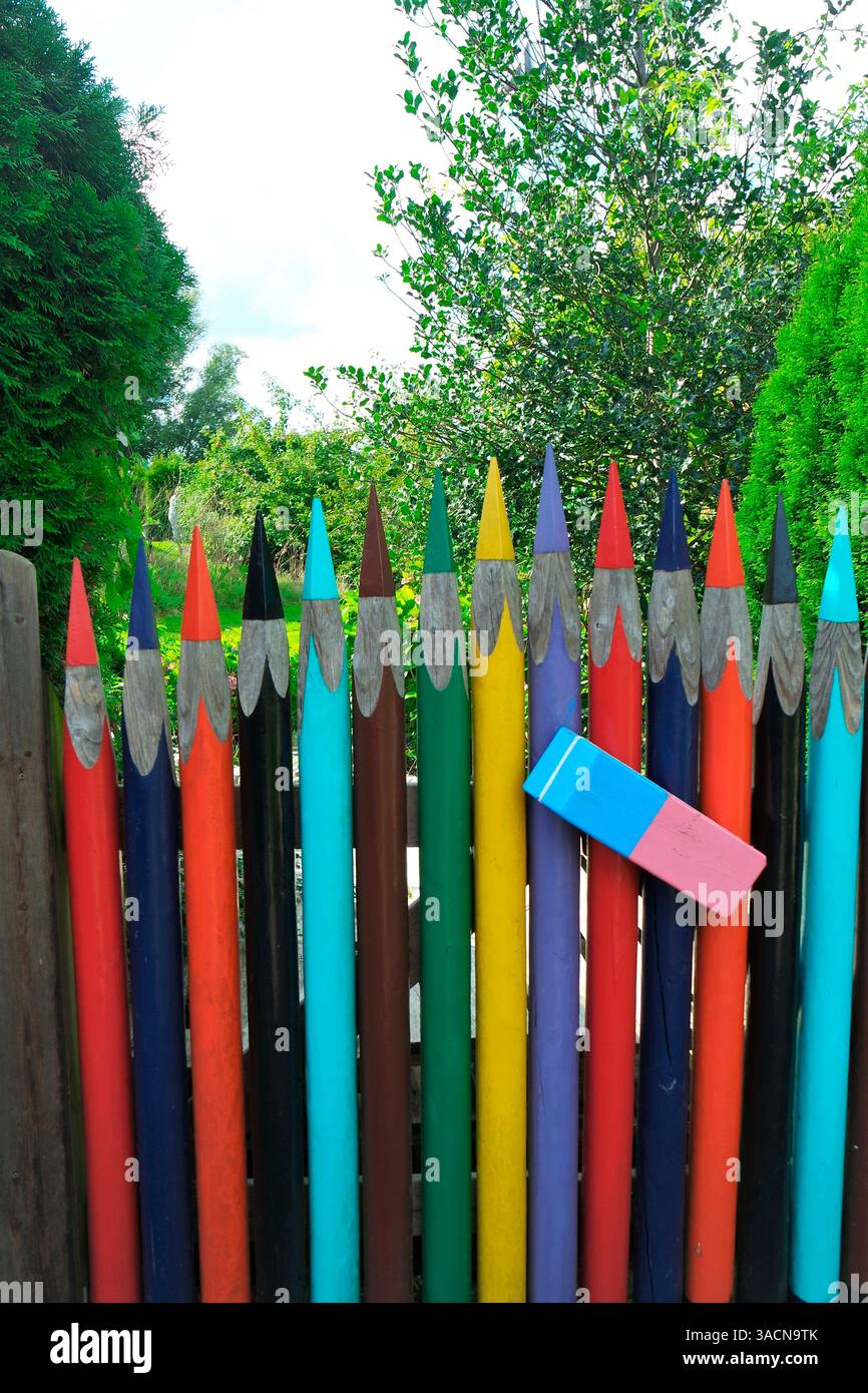 Colored pencils Garden gate Stock Photo - Alamy