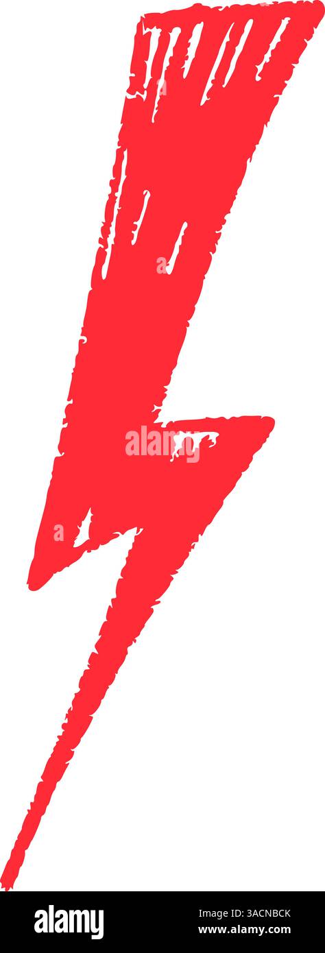 Red Hand-drawn doodle elements lightning, thunderbolt sketchy crayon ...