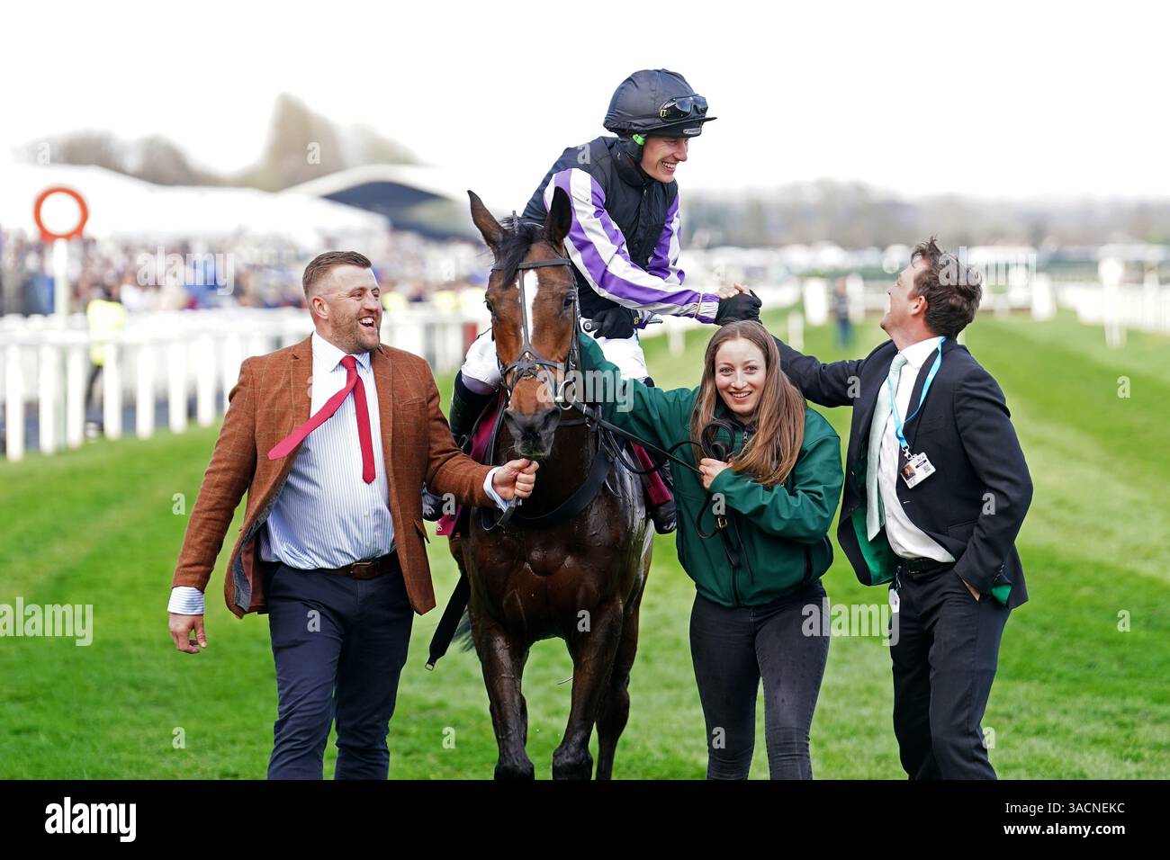 Tristan Durrell (centre) celebrates following victory in the Hallgarten ...