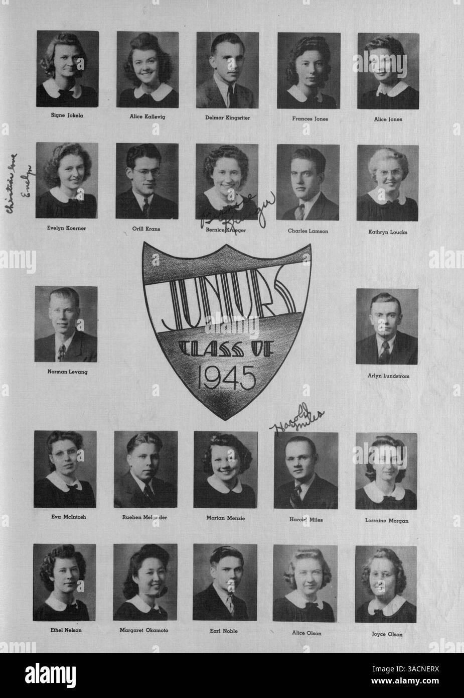 Yearbook from 1944 captures student portraits hi-res stock photography ...