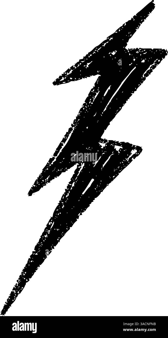 Hand-drawn lightning bolt icon with electric energy effect. Cartoon ...