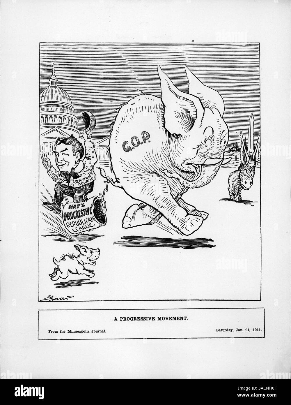 This political cartoon illustrates the Republican elephant with a ...