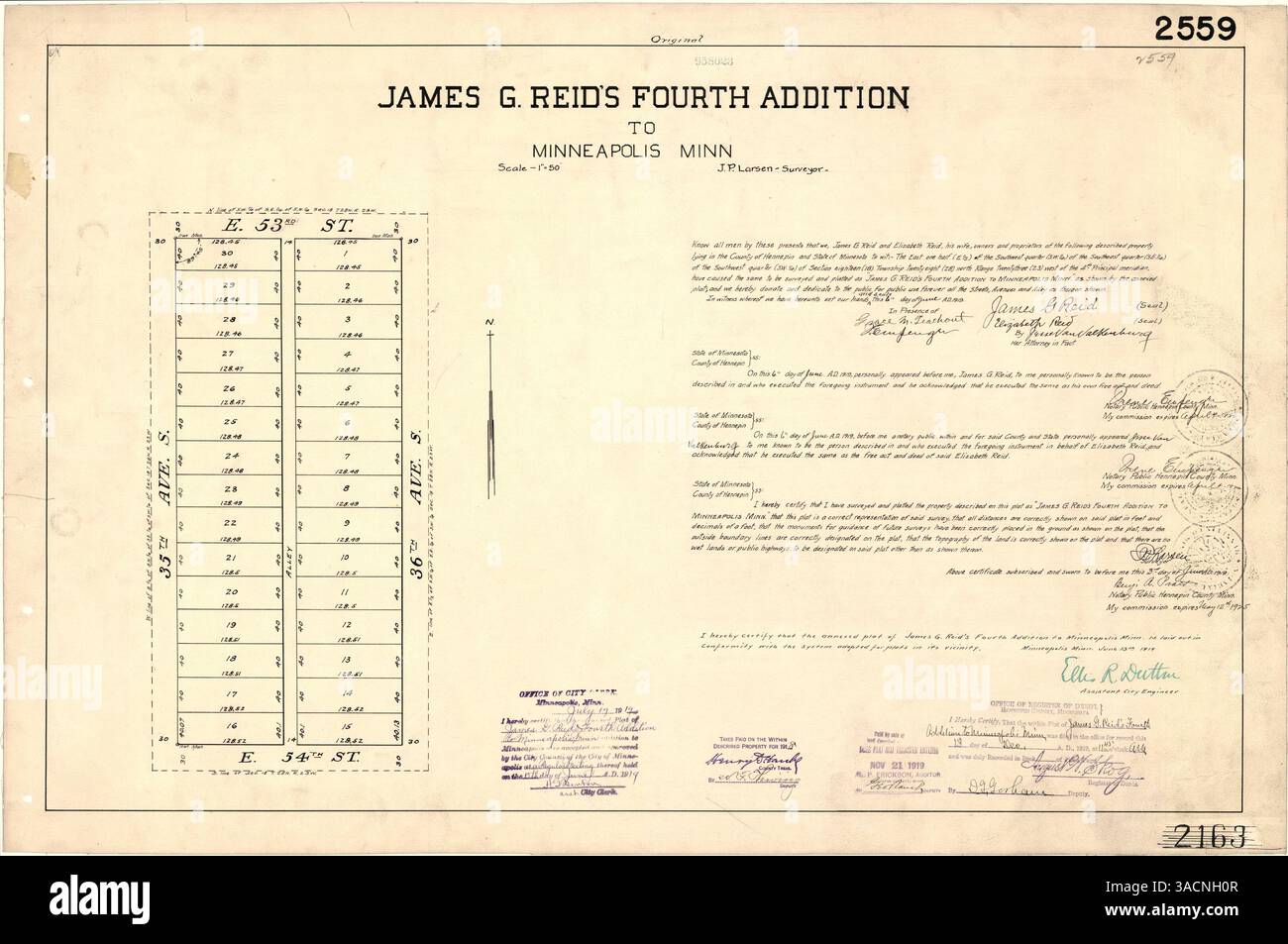 This map represents james g reids fourth addition to minneapolis hi-res ...
