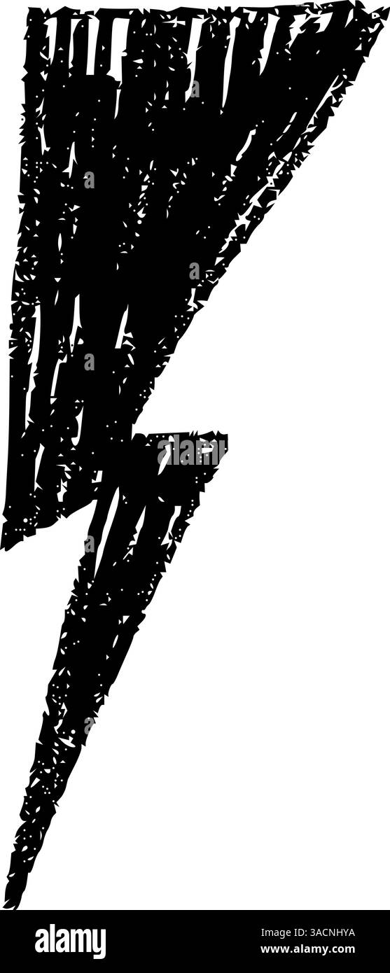 Hand-drawn lightning bolt icon with electric energy effect. Cartoon ...