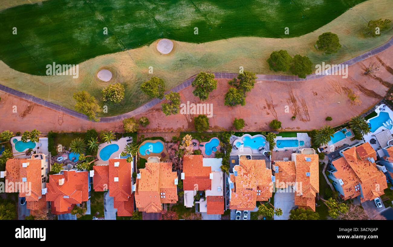 Aerial of Luxury Homes and Golf Course Suburban Landscape Stock Photo ...