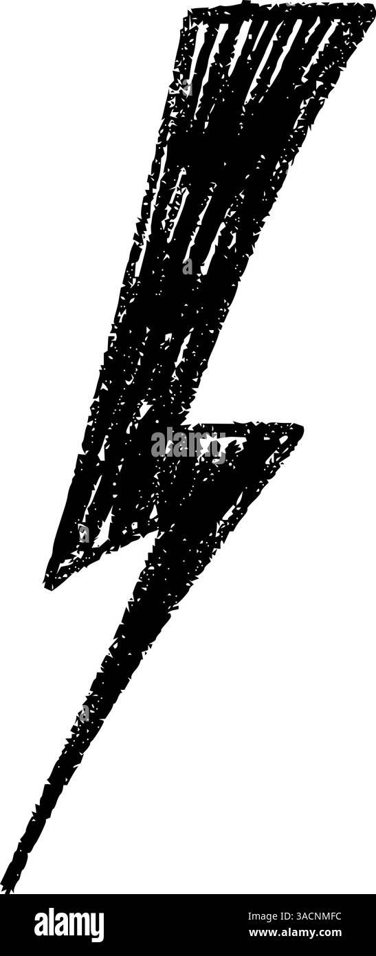 Hand-drawn lightning bolt icon with electric energy effect. Cartoon ...
