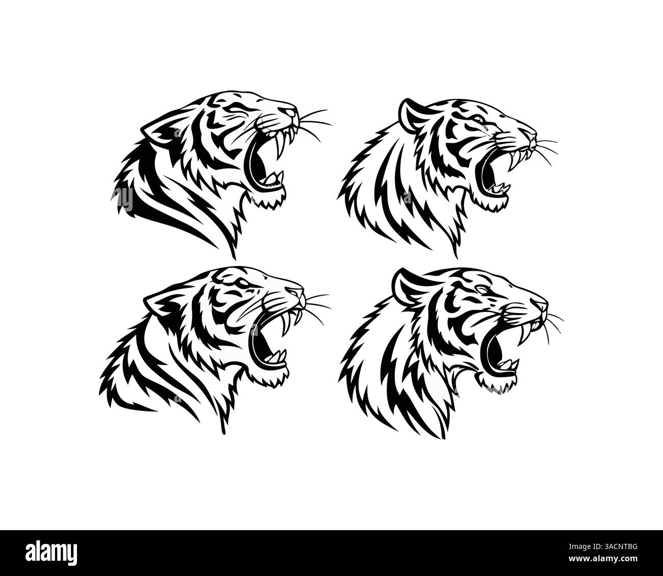Four Tiger Head Logos in a Tribal Style Stock Vector Image & Art - Alamy